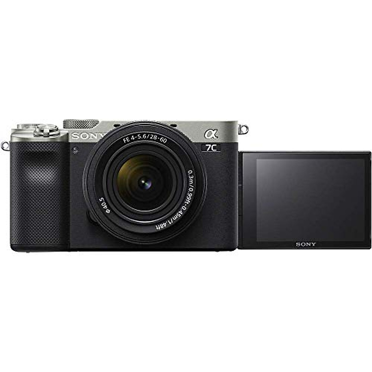 Sony Alpha a7C Mirrorless Digital Camera with 28-60mm Lens (Silver) ILCE7CL/S + 4K Monitor + Headphones + Pro Mic + 2 x 64GB Memory Card + 3 x NP-FZ-100 Battery + Corel Photo Software + More (Renewed)