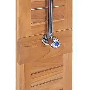 YEZIYIYFOB Outdoor Garden Shower Solid Teak Wood 27.6"x29.5"x80.3" Pool Showers Kit Freestanding Portable Shower Spa Set for Outside Backyard Shower System