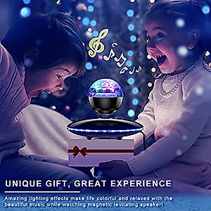 RUIXINDA Magnetic Levitating Bluetooth Speaker, Floating Speaker with Night Light Projector, Colorful Led Flashing Show for Home Birthday Party, Cool Tech Gadgets Birthday