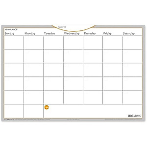 AT-A-GLANCE AW402028 WallMates Self-Adhesive Dry Erase Monthly Planning Surface, 18 x 12