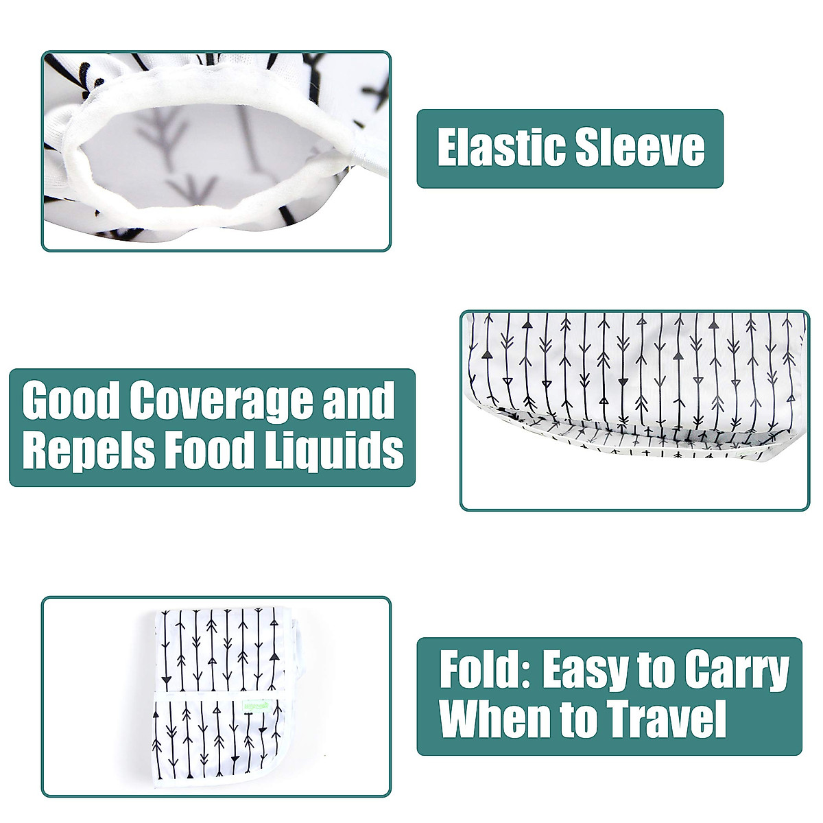 wegreeco Baby Long Sleeve Bib with Pocket, Toddler Leak-Free Bibs with Sleeves (6-24 Months), Washable Baby Shirt Bibs (Grey Arrow)