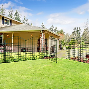 Thealyn Garden Fence 5 Panels 12.1ft (L) x 28in (H) Outdoor Rustproof Metal Dog Pet Fence Animal Barrier, Garden Fencing Panel Border for Yard Patio Flower Bed, Green