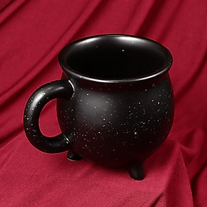 Zerodeko Halloween Witch Brew Cauldron Mug 450ML Ceramic Drinks Serving Mug Black Cauldron Coffee Mug Decorative Drinking Cup Halloween Tabletop Decor
