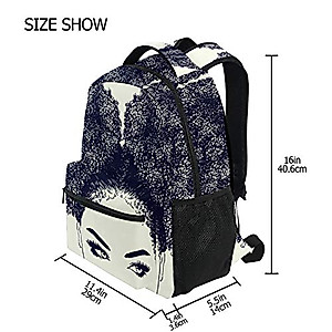 ALAZA African American Woman With Curly Hair Large Backpack Personalized Laptop iPad Tablet Travel School Bag with Multiple Pockets