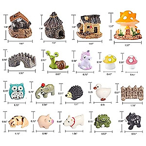 104 PCS Miniature Fairy Garden Accessories, Including Fairy Garden Animals, Mini Garden Houses and DIY Fairy Garden Dollhouse Decoration,Miniature Figurines, Micro Landscape Ornaments, Garden DIY Kit