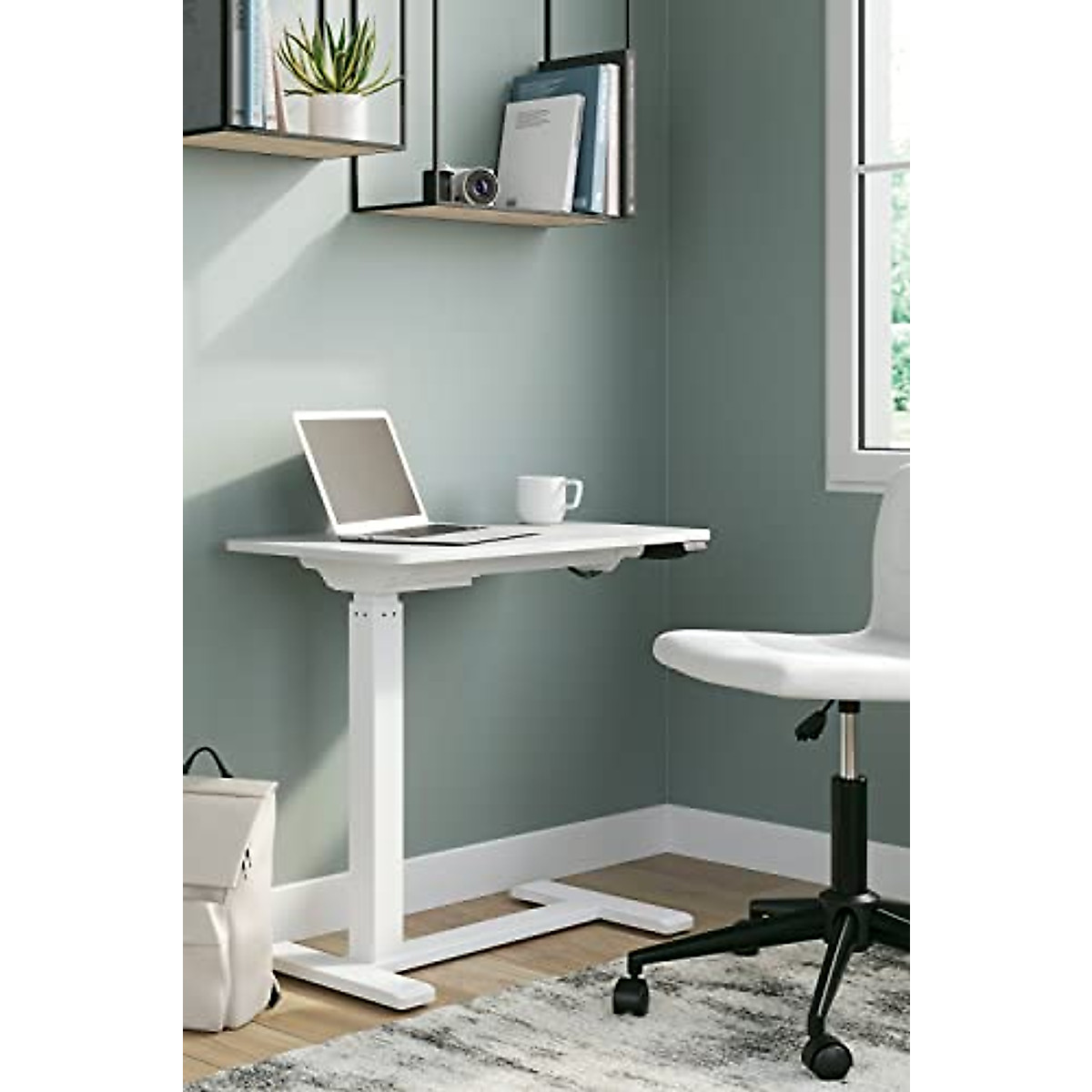 Signature Design by Ashley Lynxtyn Adjustable Height Side Desk, 28"W x 16"D x 26/41"H, Black