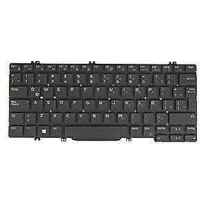 AZUBAYCOM 0W6T39 LA Spanish Keyboard for Dell Latitude 5280 5288 5289 5290 7280 7290 7380 7390, 5285 2-in-1, 7389 2-in-1, 7390 2-in-1 Backlit Black