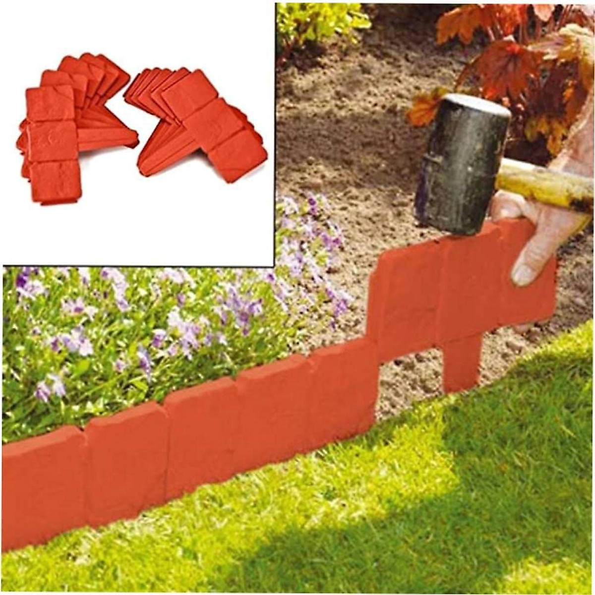 Gorgeous Garden Edging Borders - Durable Landscape Border Fence with Spliceable Lawn Edging Stones for Flowerbeds & Sidewalks