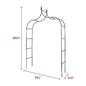 Peach Tree Outdoor Garden Arch Gothic 8' 4" H x 4' 7" W Arbor Iron Black Trellis Metal Weather Resistant Wall Art Climbing Plant Growing Lawn Backyard
