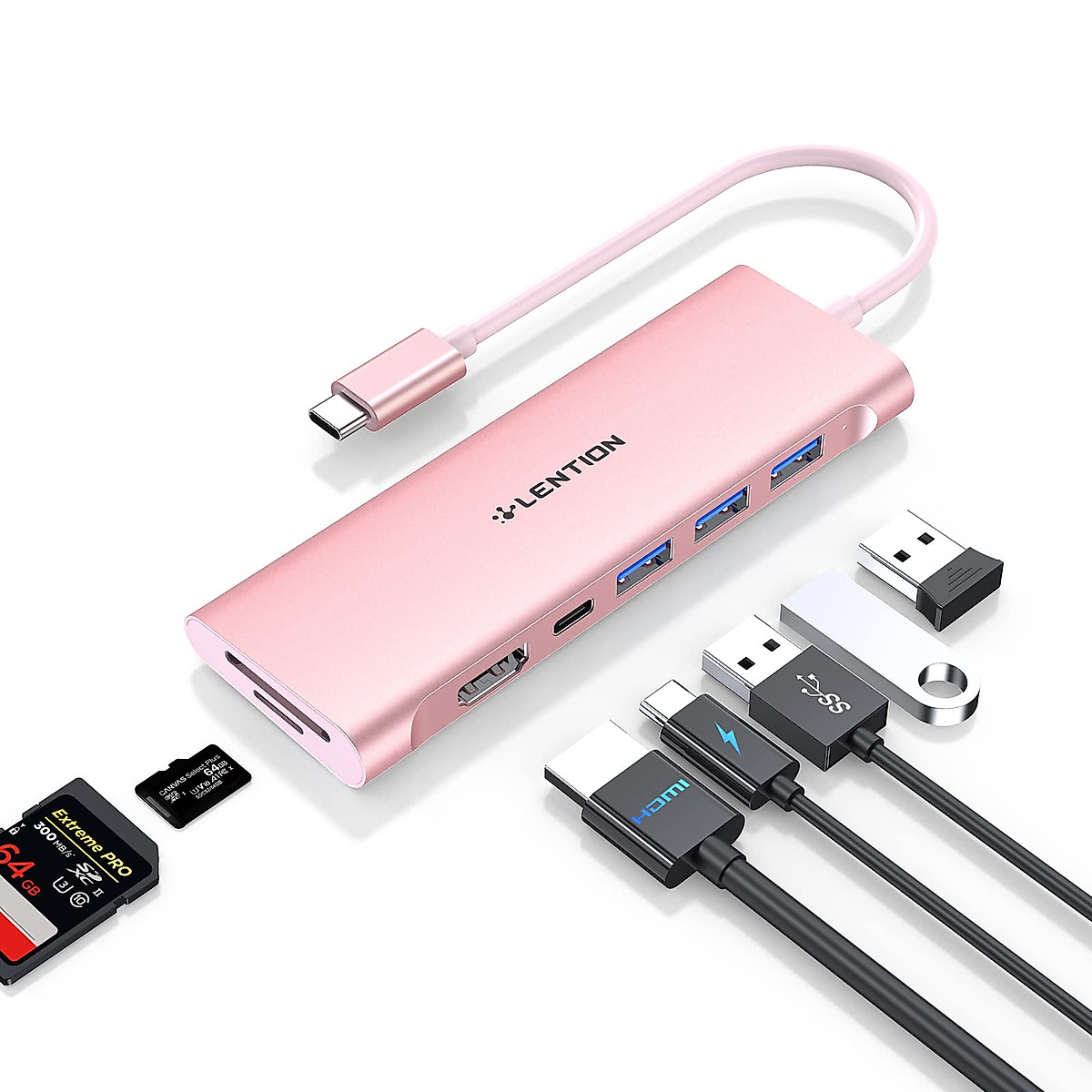 LENTION USB C Multiport Hub - 4K HDMI & 100W PD