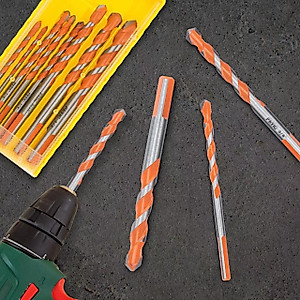 Overlord Punching Masonry Drill Bits Set for Tile, Brick, Cement, Concrete, Glass, Plastic, Cinder Block, Wood, Metal etc,Chrome Plated with Industrial Strength Carbide Tips (10 Pack) by Fryic