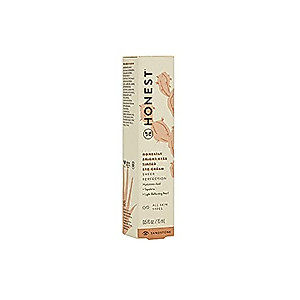 Honest Beauty Honestly Bright Eyes Tinted Eye Cream, Sandstone with Hyaluronic Acid + Squalene| EWG Certified + Dermatologist Tested & Vegan + Cruelty Free | 0.5 fl. oz.