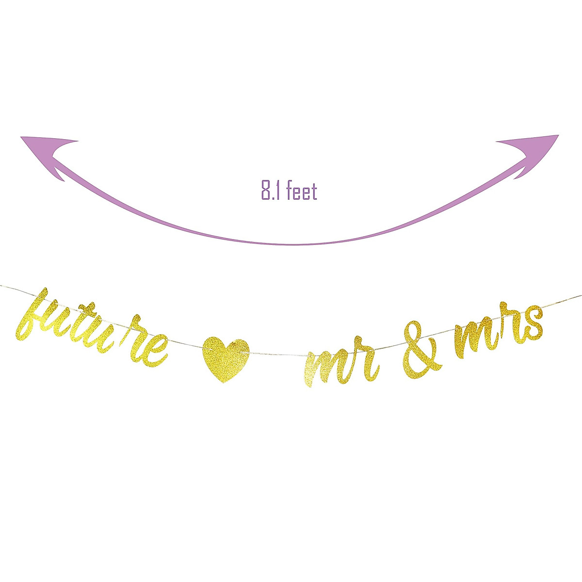 Future Mr & Mrs Banner Perfect for Bachelorette Wedding Engagement Bridal Shower Party Hanging Sign Photo Booth Props (Gold Glitter)