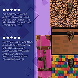 Blue Orchards Pixel Treasure Chest Paperboard Boxes (Set of 3), Decoration for Video Gamers, Birthday Parties, Mining Fun, Storage or Display