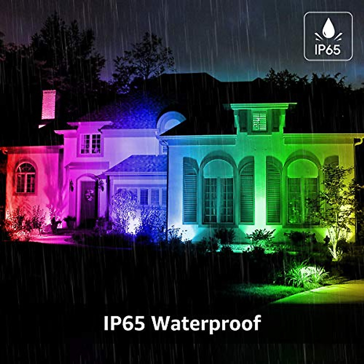LED Flood Lights Outdoor 15W, RGB Color Changing Lighting with Remote, IP65 Waterproof, Dimmable Plug in Outdoor Floodlights for Garden, Yard, Party and Patio, 2 Pack