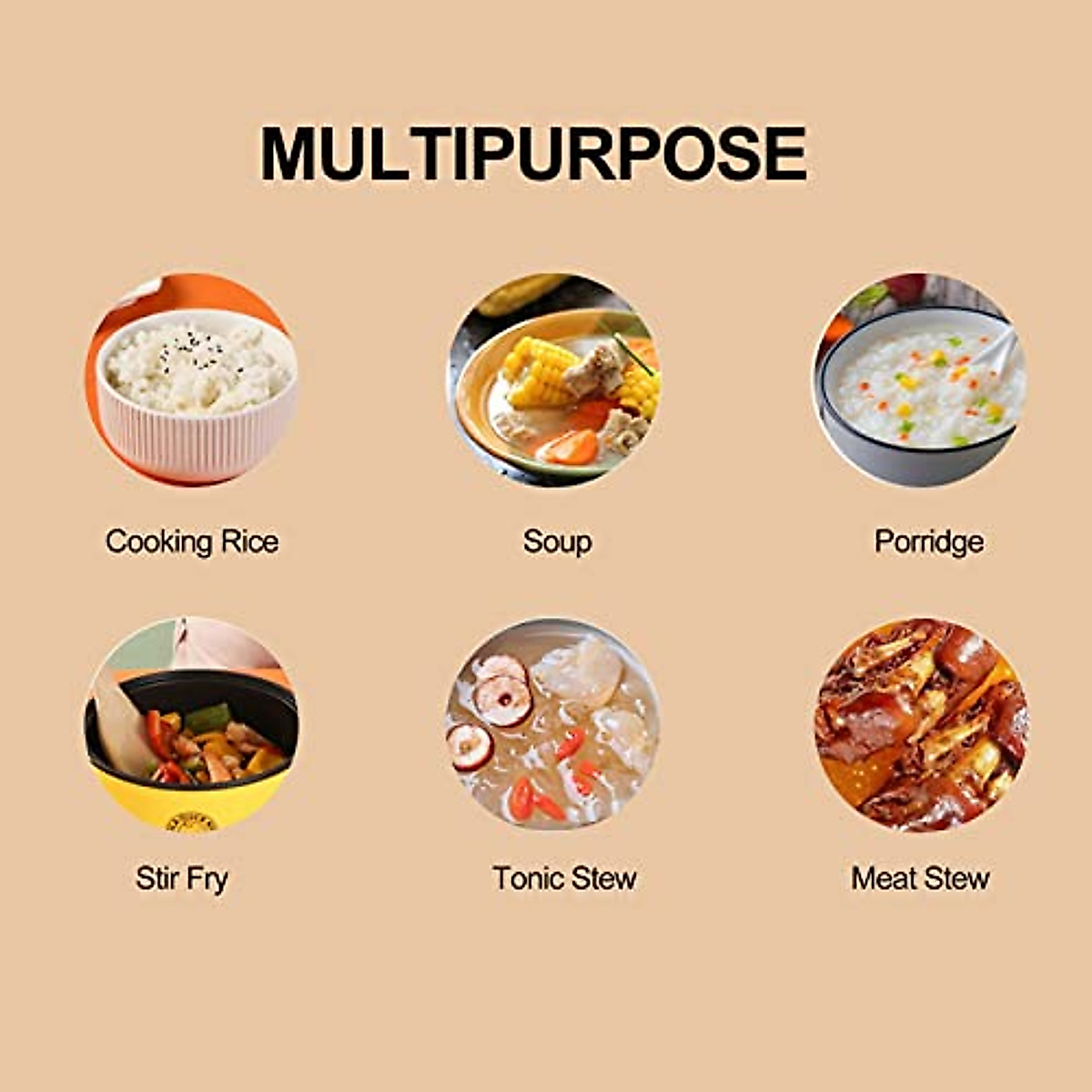 Small Grain Cooker, Inline Heating One Key Operation Stick Mini Rice Cooker Portable for Dormitory Meat Stew (US Plug 110V)