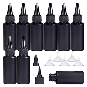 BENECREAT 30 Packs 1oz Black Plastic Squeeze Dispensing Bottles UV Glue Bottles with Caps, 5PCS Funnel Hoppers for UV Resin, DIY Crafts, Glue, Liquids