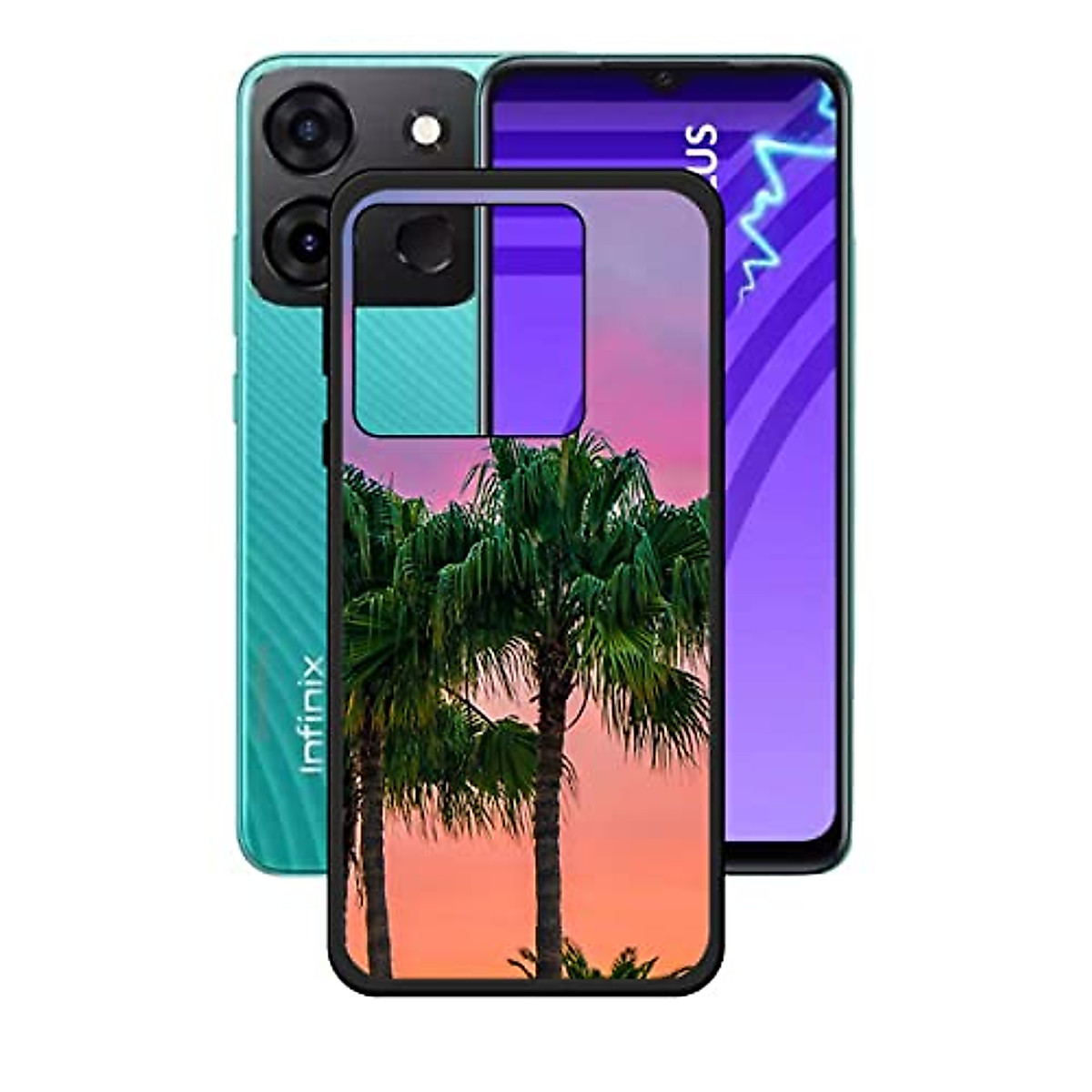 TPU Cover for Infinix Smart 7 HD, Black Flexible Silicone Slim fit Soft Shell Cute Back Case Bumper Rubber Protective Case for Infinix Smart 7 HD (6,6") - KE31