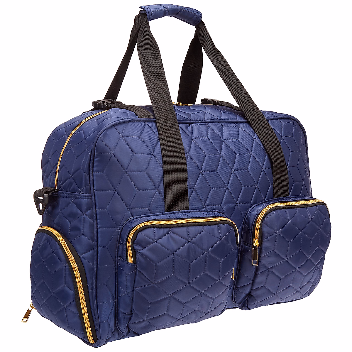 POSHnFIT Women Exercise Fitness Gym Travel & Weekender Duffel bag Waterproof Wet Storage Yoga Mat Storage Shoe Storage Carry On Luggage (Blue, Quilted Outer)