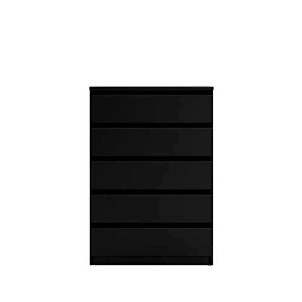 Tvilum, Handle-free, Contemporary, Bedroom Furniture, College Living 5 Drawer Chest, Black