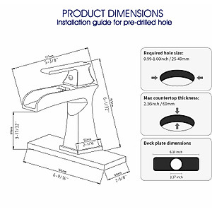 Waterfall Bathroom Faucet Black Single-Handle One Hole Sink Faucet Farmhouse Bath Vanity Lavatory Restroom Faucets