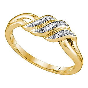 Dazzlingrock Collection 10kt Yellow Gold Women's Round Diamond Triple Row Simple Crossover Ring 1/20 ctw