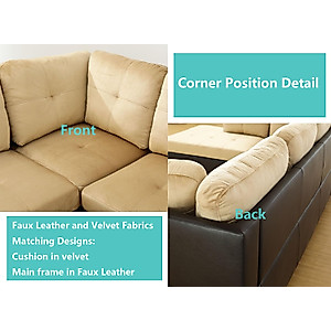 SIENWIEY Beige Sectional Couch for Living Room Set, 105 Inch Sectional Sofa L Shaped Couch with Storage Ottoman/Microfiber Fabric/Facing Left Chaise