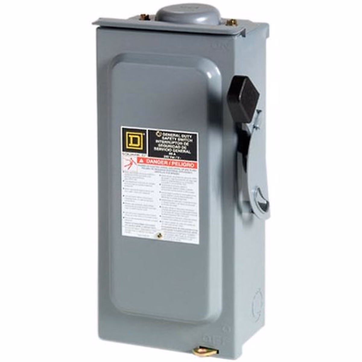 Square D - D322NRB General Duty Safety Switch, Gray, Small, Fusible, 60-Amp, 240V, 3-Pole, 15 HP, Outdoor, W/Neutral