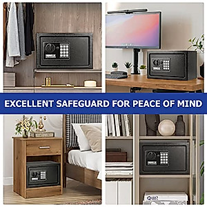 Trovelix Safe Box for Home Safe (0.4 Cubic Feet) with Fireproof Bag and Light, Fireproof Safe for Money Lock Box with Keypad and Key, Money Safe for Cash Saving, Personal Safe Box for Money