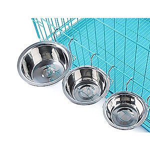 Yosoo Stainless Steel Hanging Pet Cage Bowl Diner Pet Bowl Bird Cat Dog Food Water Bowl with Hanger (Size M)