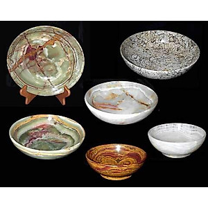 Khan Imports Large White Onyx Stone Bowl, Decorative Marble Fruit Bowl Centerpiece - 12 Inch