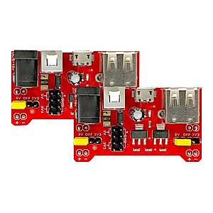 Breadboard Power Supply Board Module 3.3V/5V Dual Voltage (2 Pack) by MakerSpot with Fuse Protection