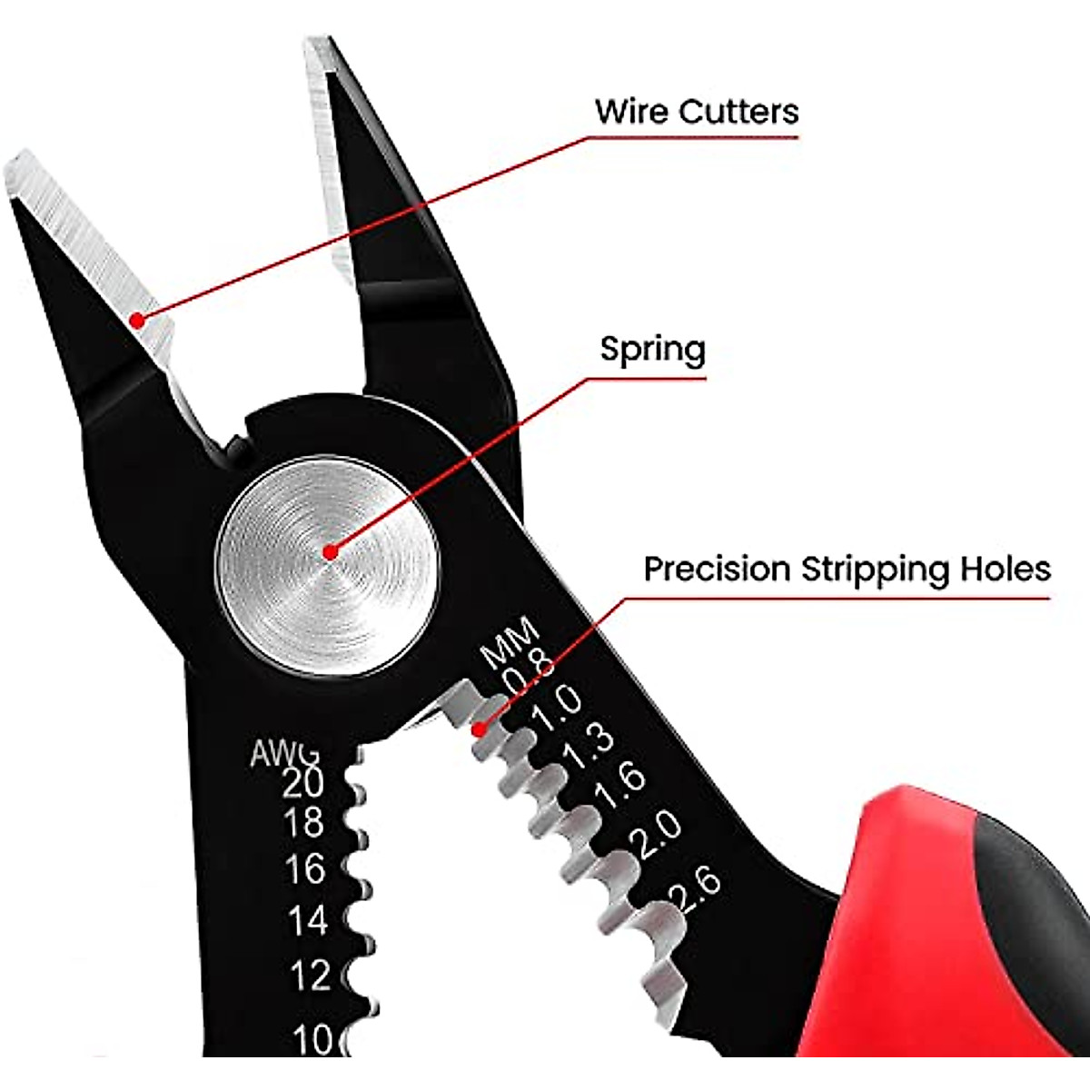 KAIWEETS Wire Cutters 6-Inch Flush Pliers with Supplementary Stripping, Cutting Pliers, Handy and Slim Diagonal Cutters, Sharp Snip