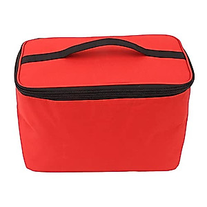 Aqur2020 Insulated Grocery Bag, Sustainable 3 Layers Large Capacity Food Transport Carrier Portable Reinforced Handles with Zipper for Camping (Red)