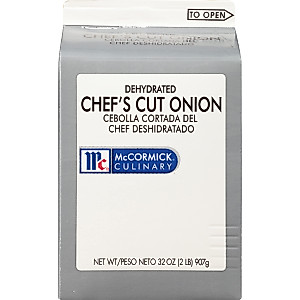 McCormick Culinary Dehydrated Chef's Cut Onion, 2 lb - One 2 Pound Container of Dehydrated Chopped Onions, Use as Fresh Onion Substitute - Perfect in Soups, Dips, Meatloaves and Stews