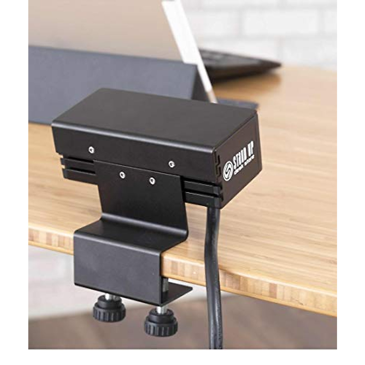 Stand Up Desk Store DeskPower Desktop Charging Station with 2 Port USB and AC Outlets and 10 Foot Extension Cord (Black)