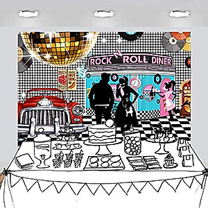 50s Diner Backdrop Large Banner Decoration Dessert Table Background Photobooth Prop 7x5feet