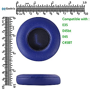 Geekria QuickFit Protein Leather Replacement Ear Pads for JBL E35, E45bt, E45, C45BT Headphones Ear Cushions, Headset Earpads, Ear Cups Repair Parts (Blue)
