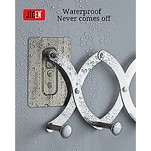 Jicen Over The Door Hooks, Extendable to 23" Wide Towel Holder for Bathroom, Made of Thickened Stainless Steel Door Mount Towel Rack, Towel Rack with Up to 6 Hooks, Easy to Install Towel Hooks.