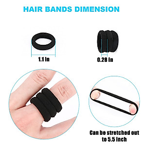 WANBY Hair Ties Mini Seamless Black Hair Bands Soft Elastics Ponytail Holders Hair Ties for Girls Toddler (100 Pcs)