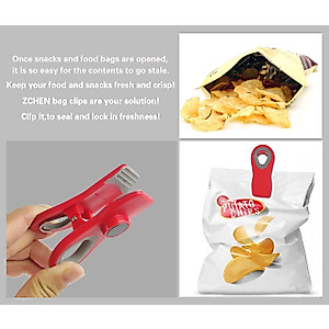 zchen Chip Clips with Magnet, Food Clips, Bag Clips to the Refrigerator, Magnet Clips for Food Airtight Seal Kitchen Storage.(Multicolored 6 PCS)