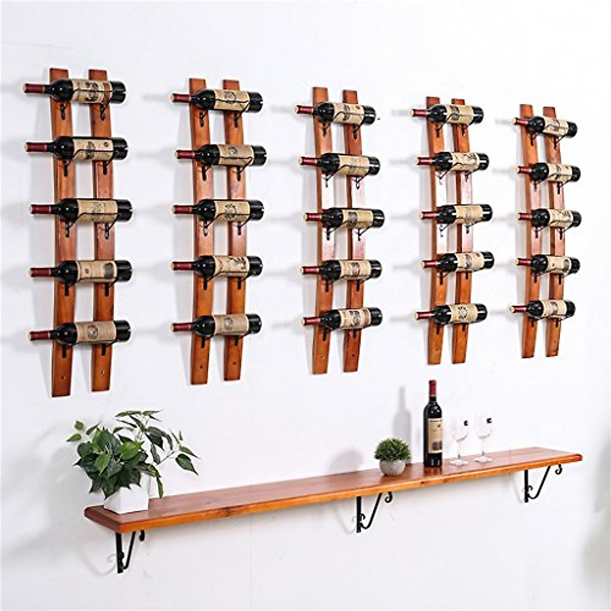 Stylish Simplicity Wooden Wine Rack Wallmounted Wine Glass Holder, PIBM