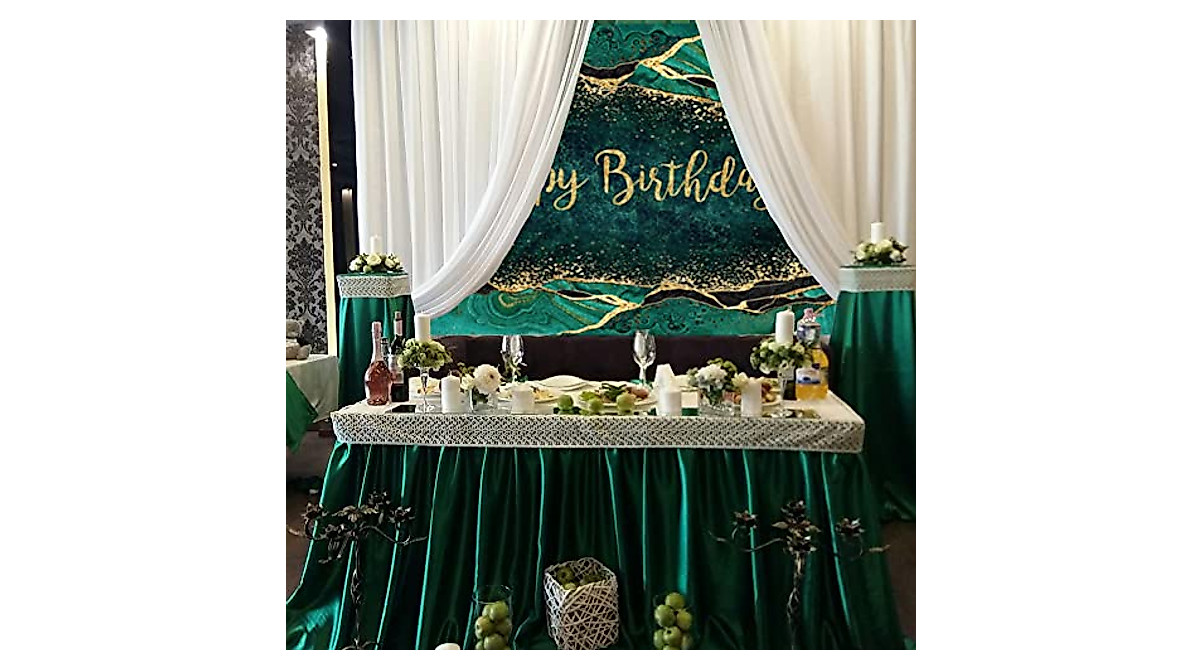 Crefelimas Emerald Green Birthday Backdrop | Shop Now