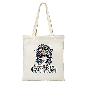 ZHANTUONE Kinda Busy Being a Cat Mom Canvas Tote Bag，Best Cat Mom Ever，Gifts for Cat Lovers for Women，Cat Mom Gifts for Women，Gift for Cat Mom，Funny Cat Mom Canvas Tote Bag，Cat Lover Gifts