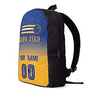 Golden State Custom Backpack High Capacity,Add Personalized Name And Number, Backpack for Men Women,Basketball Bags for Teenagers