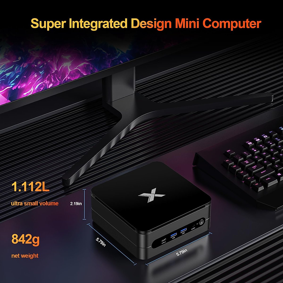 RINGREAT Mini PC 16GB DDR4 512GB SSD 11th Gen N5105 (up to 2.9GHz) Micro PC Desktop Computer with Dual Gigabit Ethernet Support 3*HDMI/3*USB 3.1/Bluetooth 4.2/Dual-WiFi RGB Light