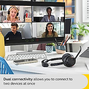 Jabra Evolve2 55 Stereo Wireless Headset - Features AirComfort Technology, Noise-Cancelling Mics & Active Noise Cancellation - MS Teams Certified, Works with Other Platforms - Black