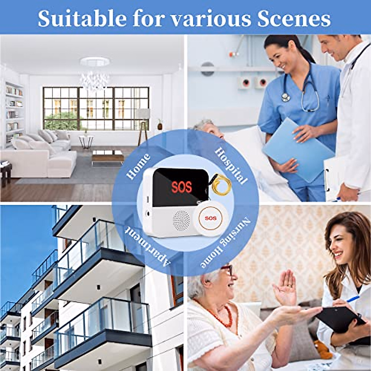 Caregiver Pager Wireless, Shinmax WiFi Smart APP Nurse Emergency Life Alert System Call Button for Elderly/Home/Patients/Disabled/School 1 Receiver+2 SOS Call Buttons (2.4GHz Wi-Fi Only)