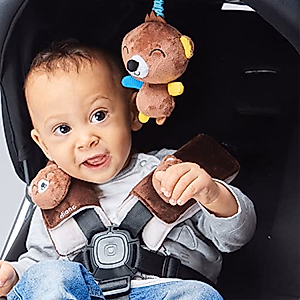 Diono Baby Bear Character Car Seat Straps & Toy, Shoulder Pads for Baby, Infant, Toddler, 2 Pack Soft Seat Belt Cushion and Stroller Harness Covers Helps Prevent Strap Irritation