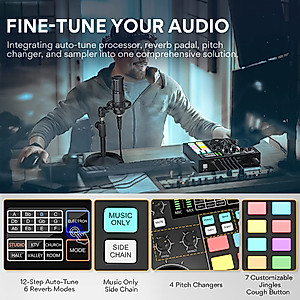 Audio Interface with Dynamic Microphone, Maonocaster Portable ALL-IN-ONE Podcast Production Studio for Guitar, Live Streaming, PC, Recording, and Gaming